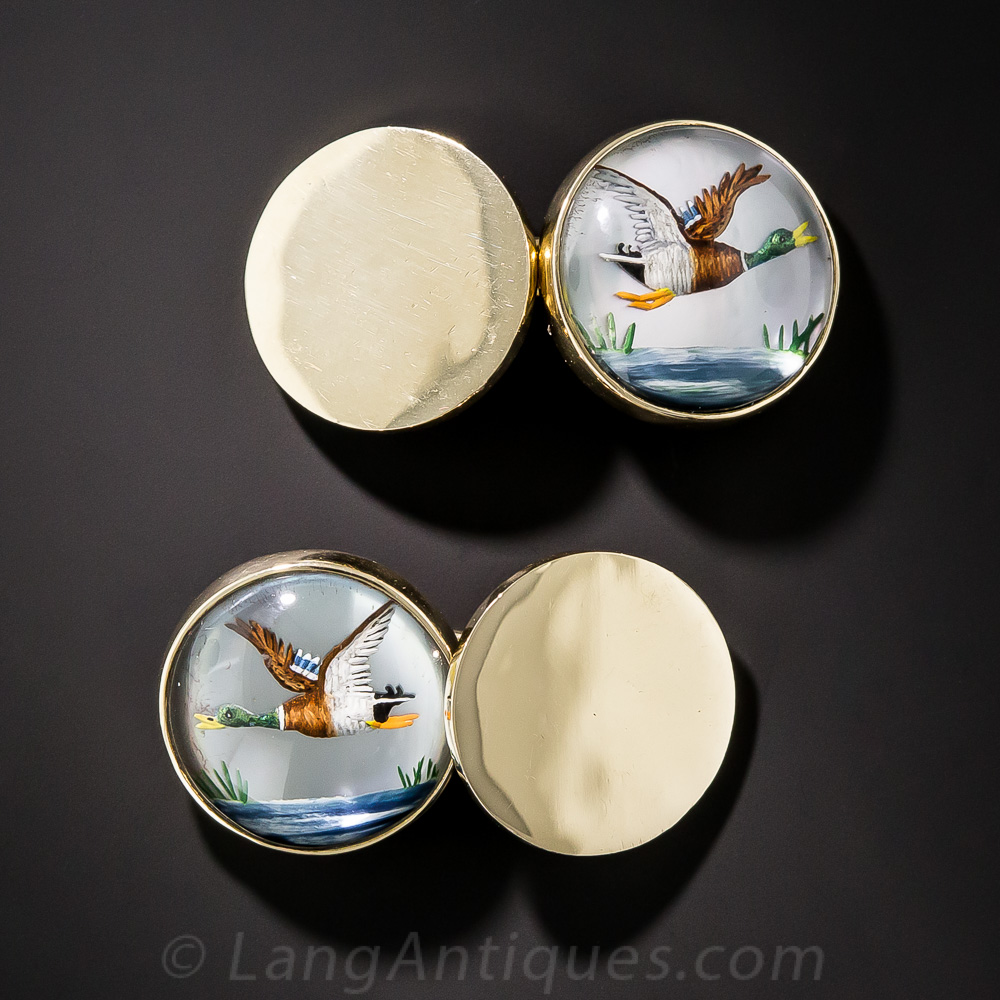 Reverse Crystal Mallard Cufflinks