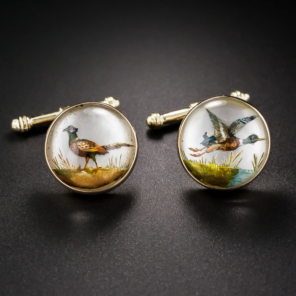 Reverse Intaglio Pheasant and Mallard Cufflinks