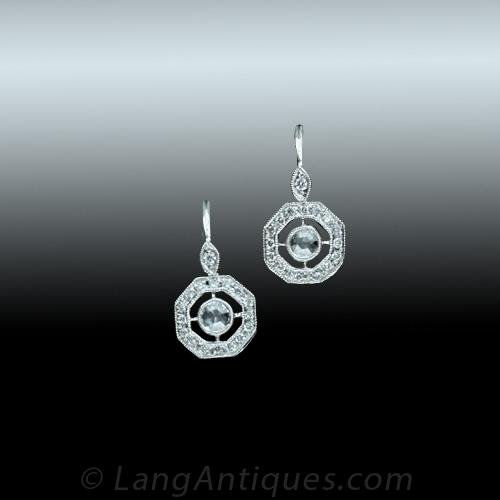 Rose Cut Diamond Drop Earrings