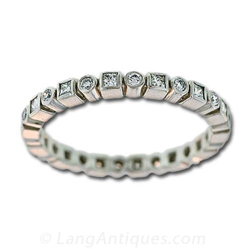 Round and Square Diamond Eternity Band
