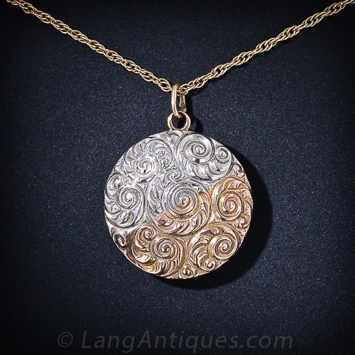 Round Repousse Locket, Circa 1885