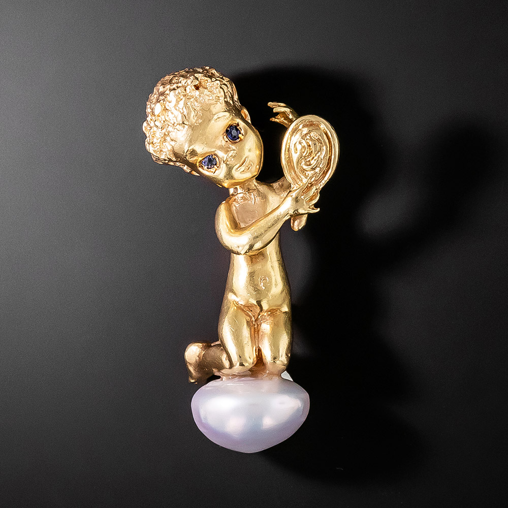 Ruser "Monday's Child" Pearl Brooch