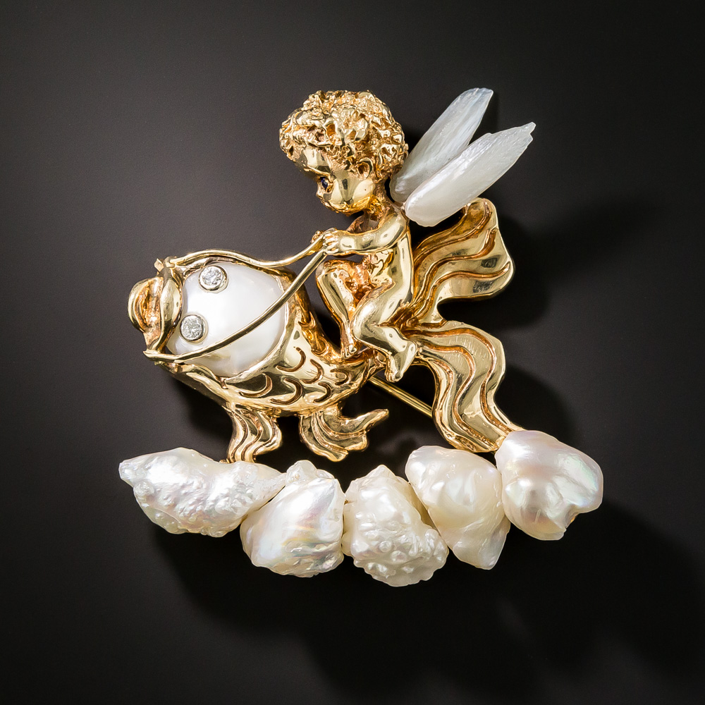 Gold angel brooch store