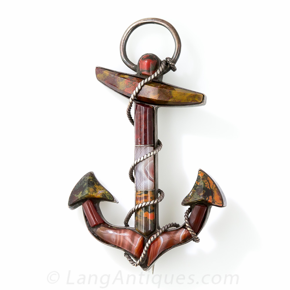 Scottish Silver and Agate Anchor Pin