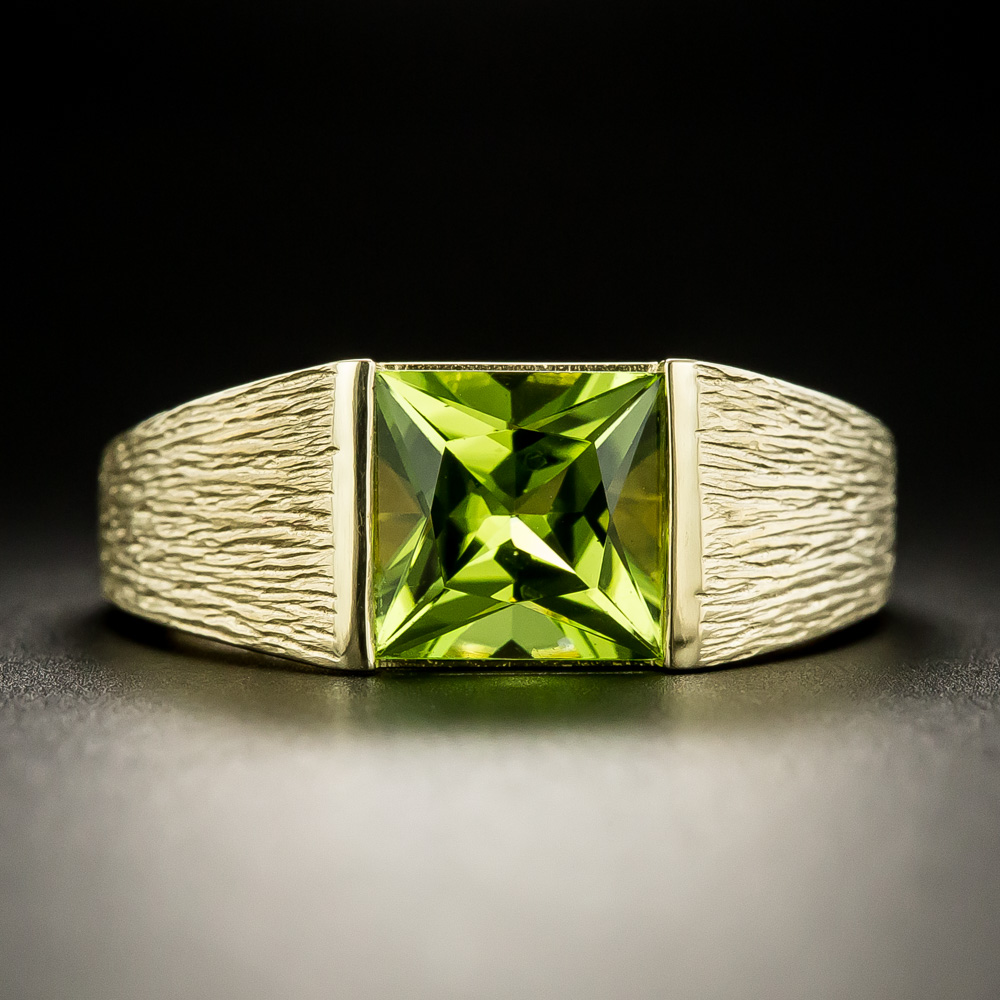 Sleek 2.30 Carat Princess Cut Peridot Ring
