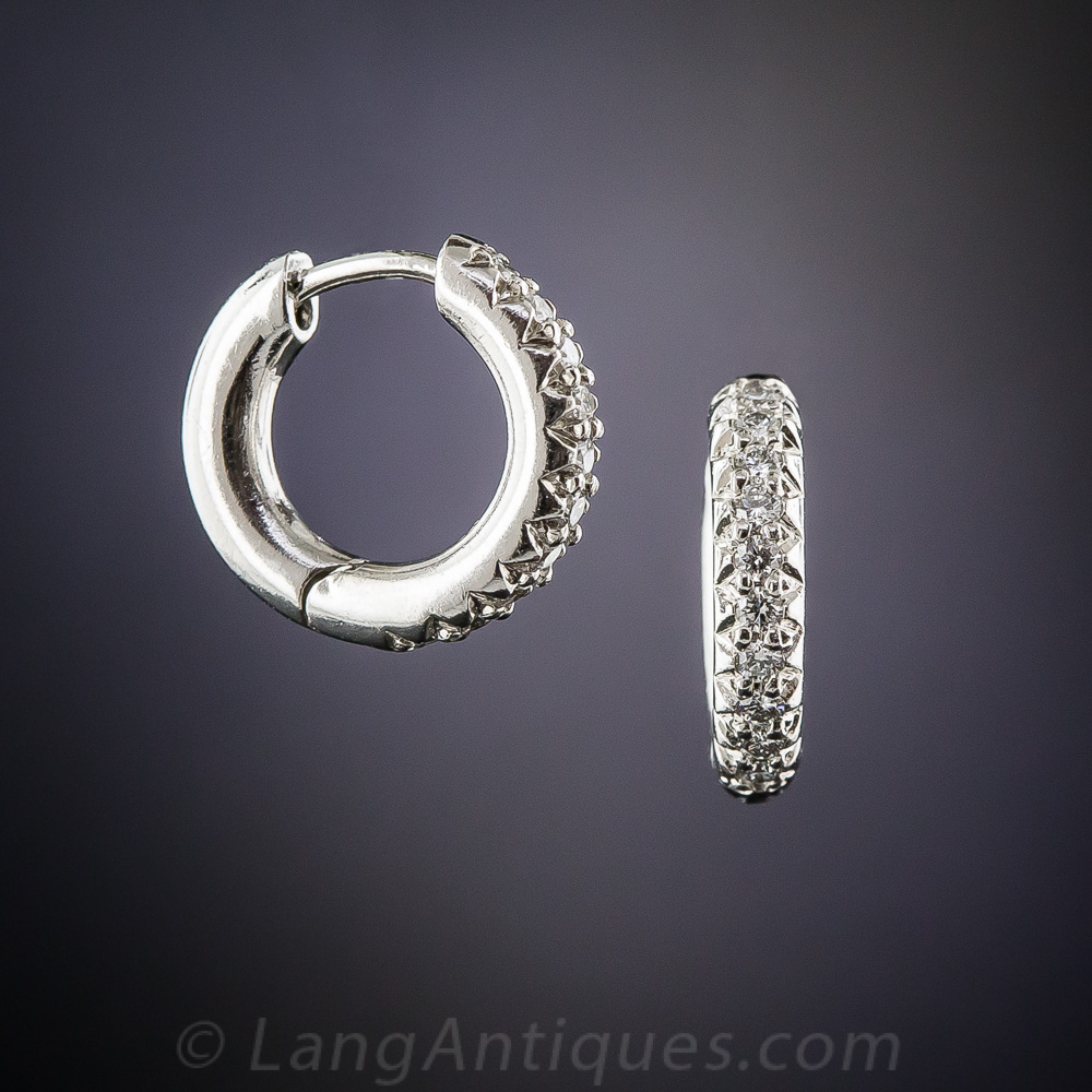 Small Diamond and Platinum Hoops