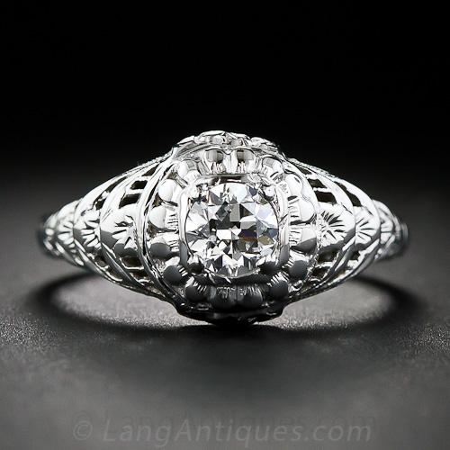 Solitaire Filigree Engagement Ring