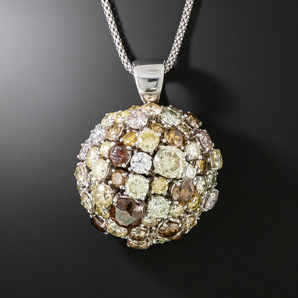 Spectacular Multi-Colored, 11.93ct tw Diamond Dome Pendant