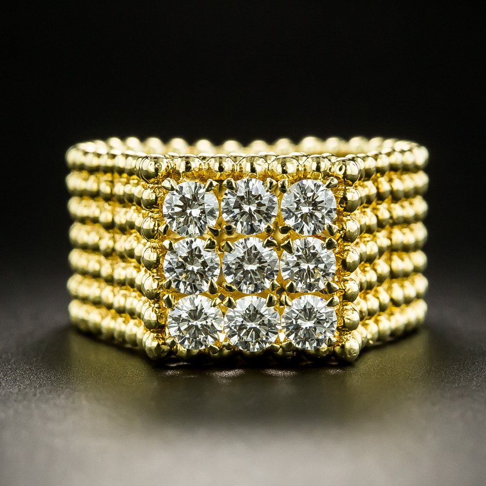 Square 18K Nine-Stone Diamond Ring
