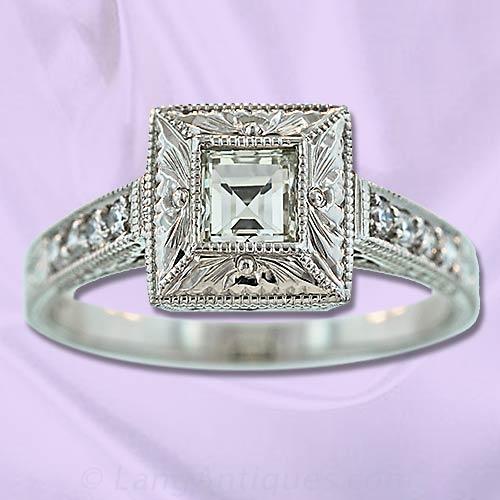 Square Cut Diamond Engagement Ring