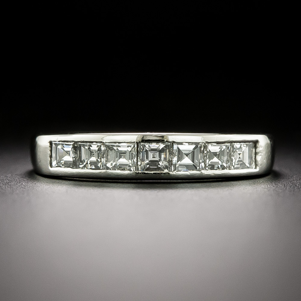 Square-Cut Diamond Platinum Band