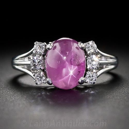 Star Ruby and Diamond Ring