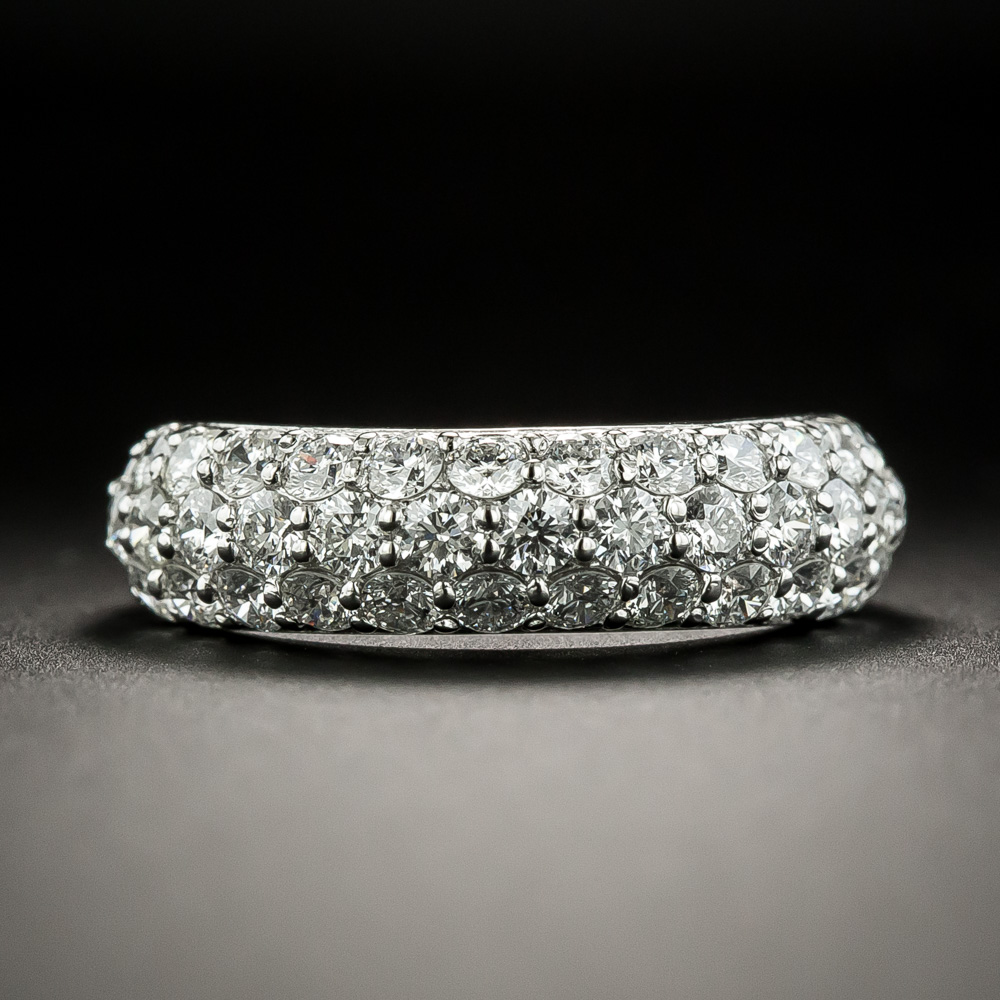 Three Row Domed Diamond Band Ring