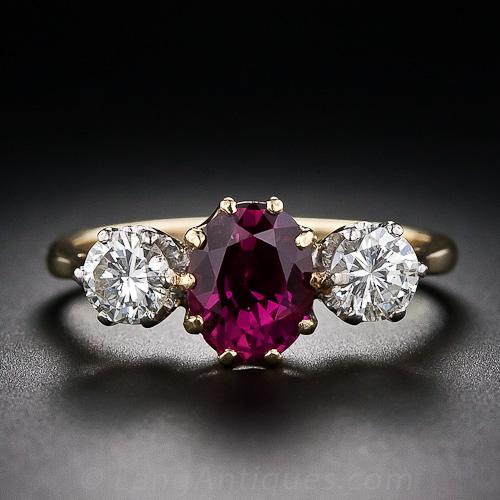 Three-Stone Ruby and Diamond Ring