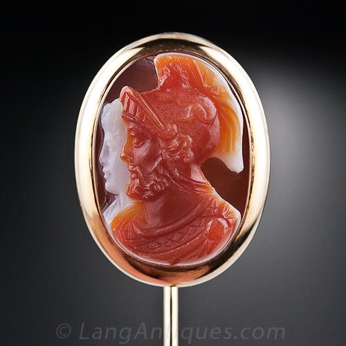 Tri-Colored Cameo Stick Pin