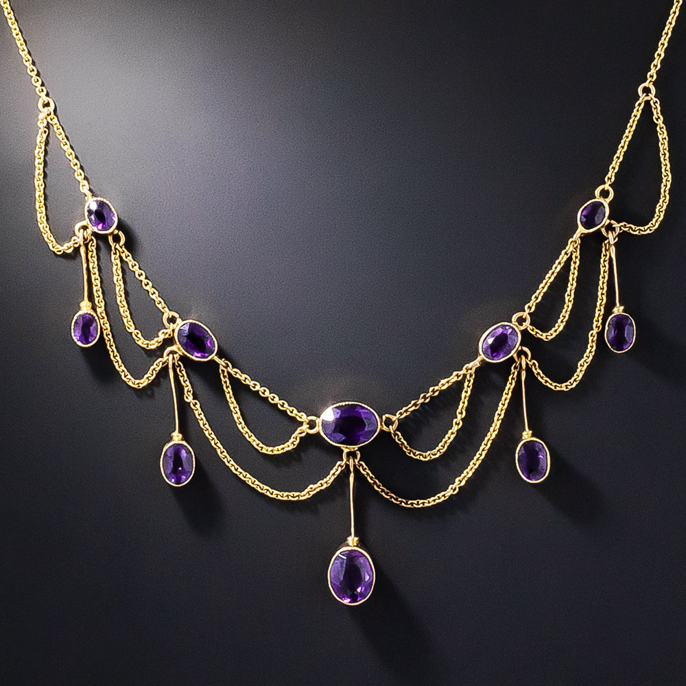 Turn-of-the-Century Amethyst Swag Necklace