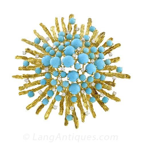 Turquoise Starburst Pin