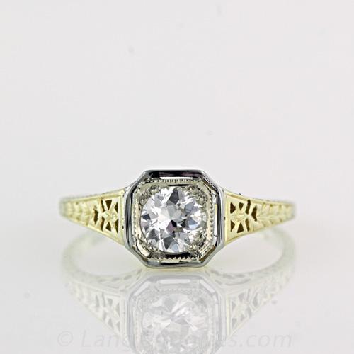 Two Tone .46 Carat Diamond Solitaire