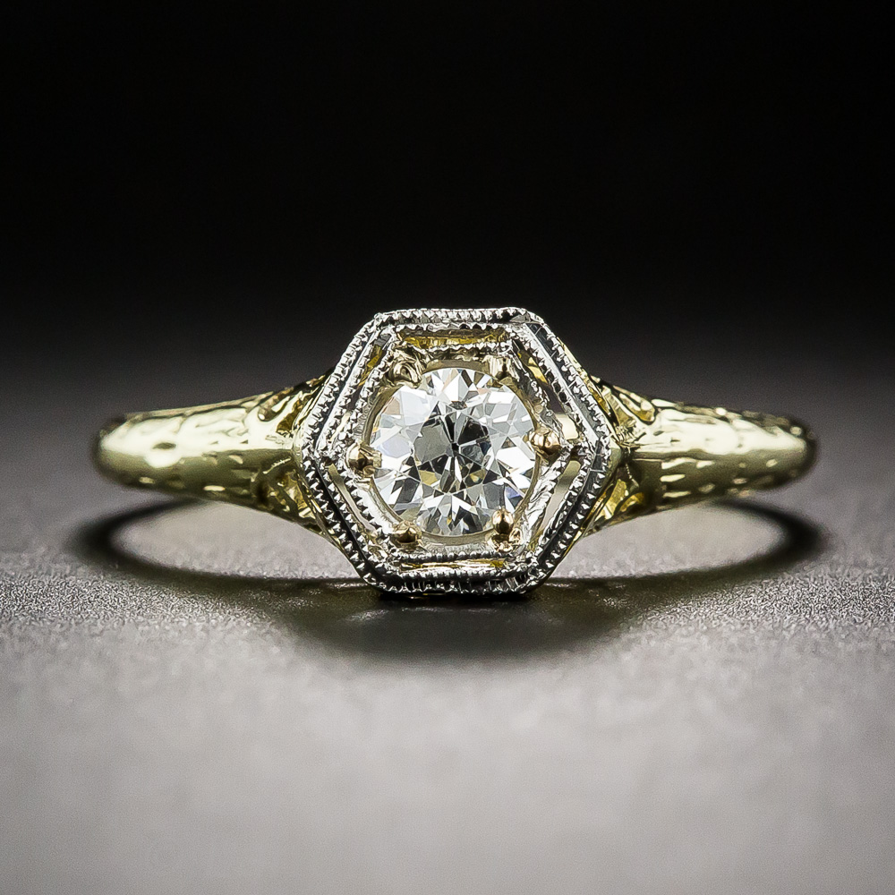 Two-Tone Diamond Filigree Solitaire