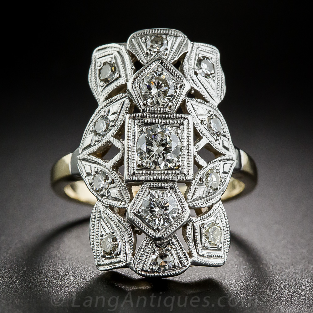 Two-Tone Gold 1930s Art Deco Dinner Ring