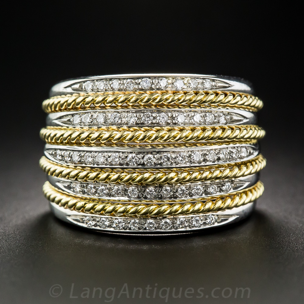 Two-Tone Gold Five Row Diamond Ring
