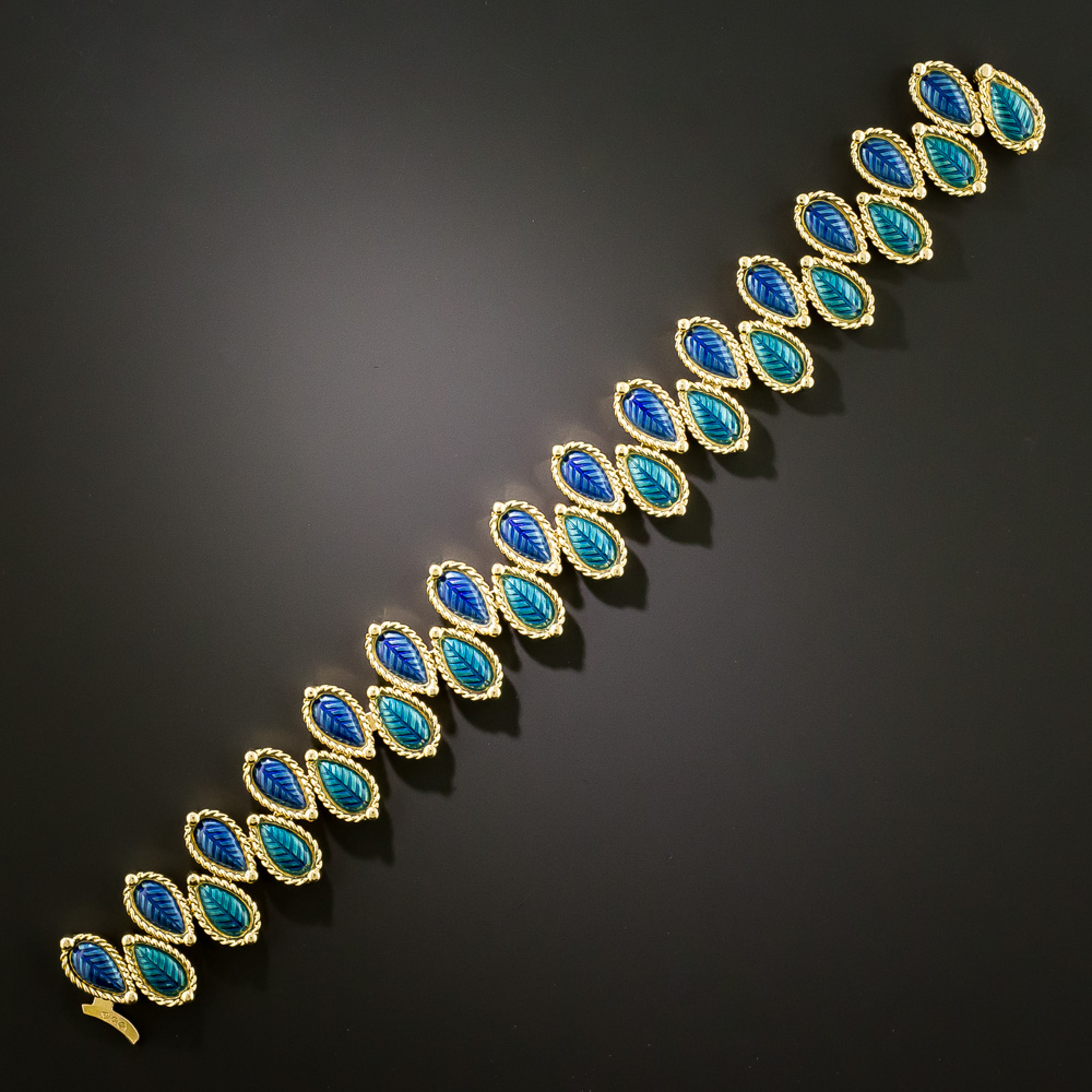 Van Cleef & Arpels 1960s Enamel Leaf Bracelet, French