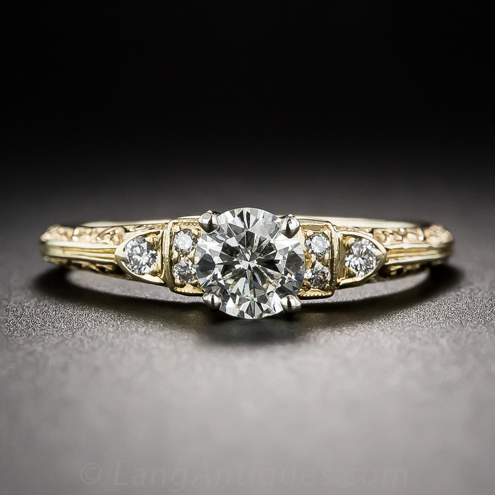 Van Craeynest .42 Carat Diamond Vintage-Style Engagement Ring