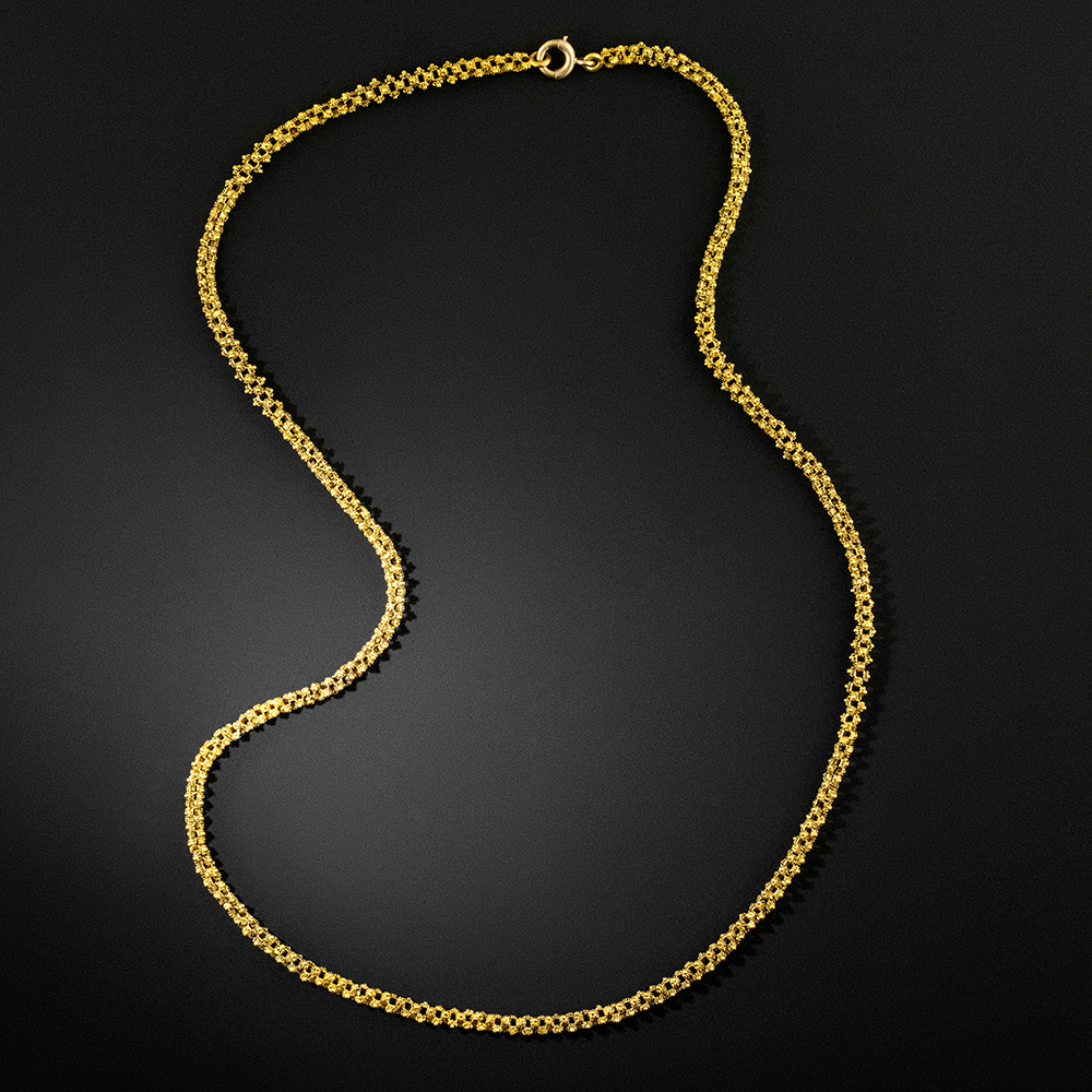 Victorian 18K Cannetille Rosette Chain
