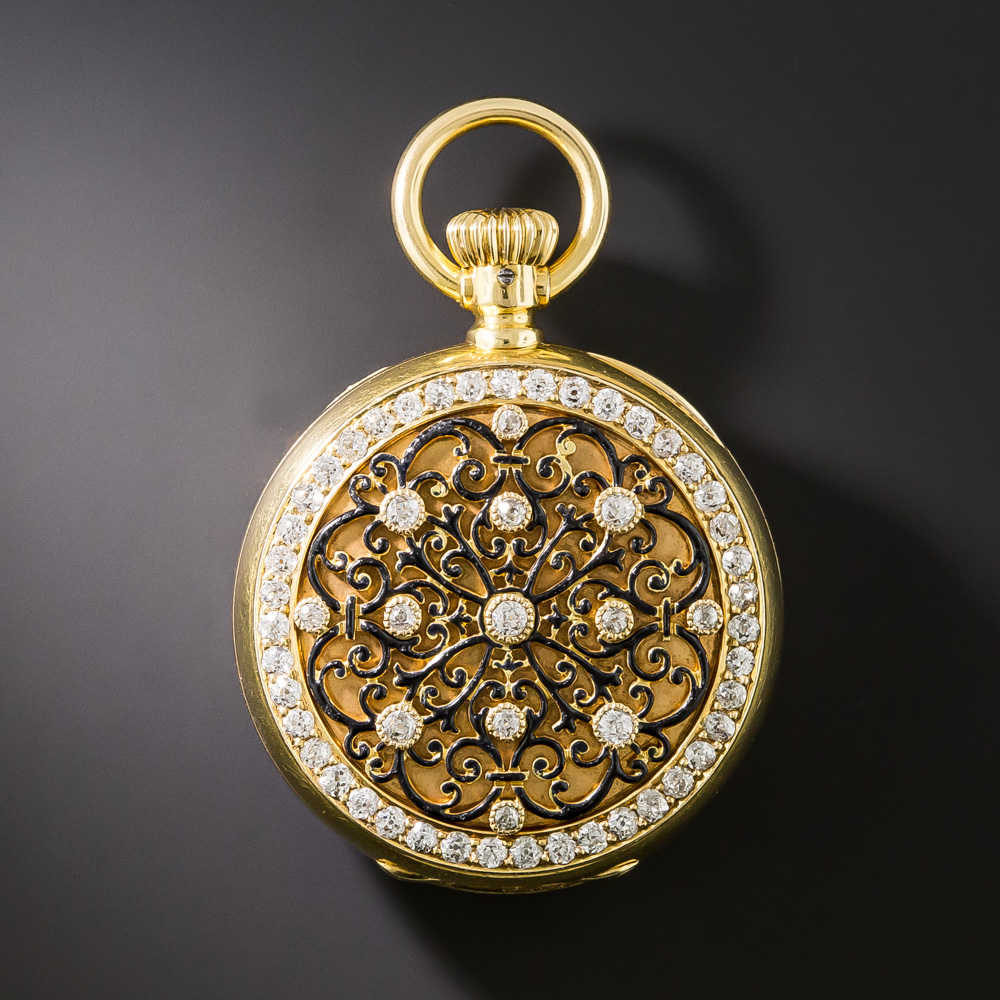 Victorian 18K Diamond and Enamel Pendant/Pocket Watch