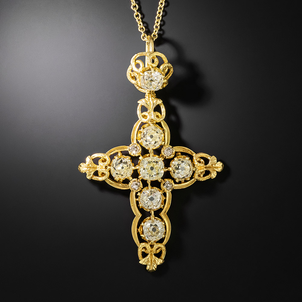 Victorian 4.35 Carat Total Diamond Cross