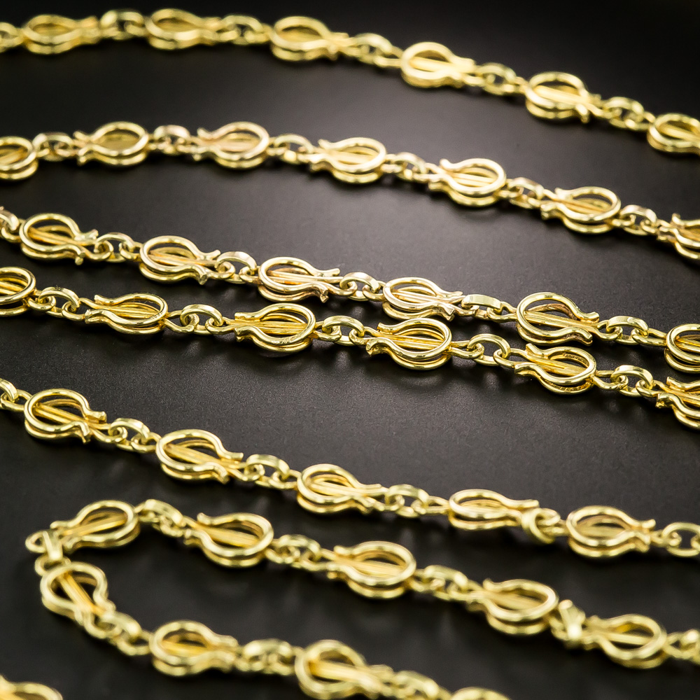 Victorian 74 Inch Handmade Gold Chain
