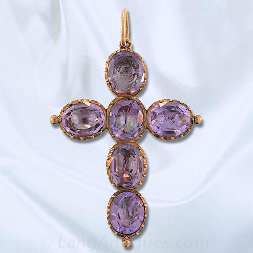 Victorian Amethyst Cross Pendant