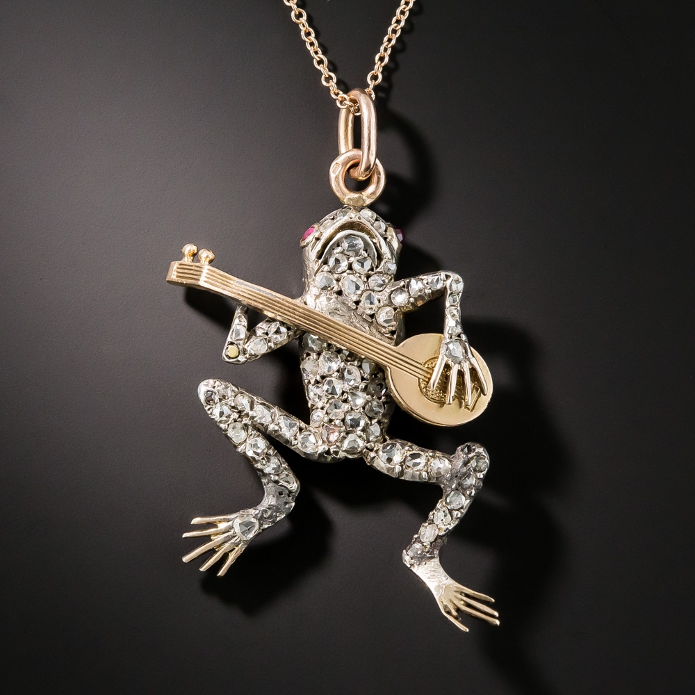 Victorian Banjo Playing Frog Pendant