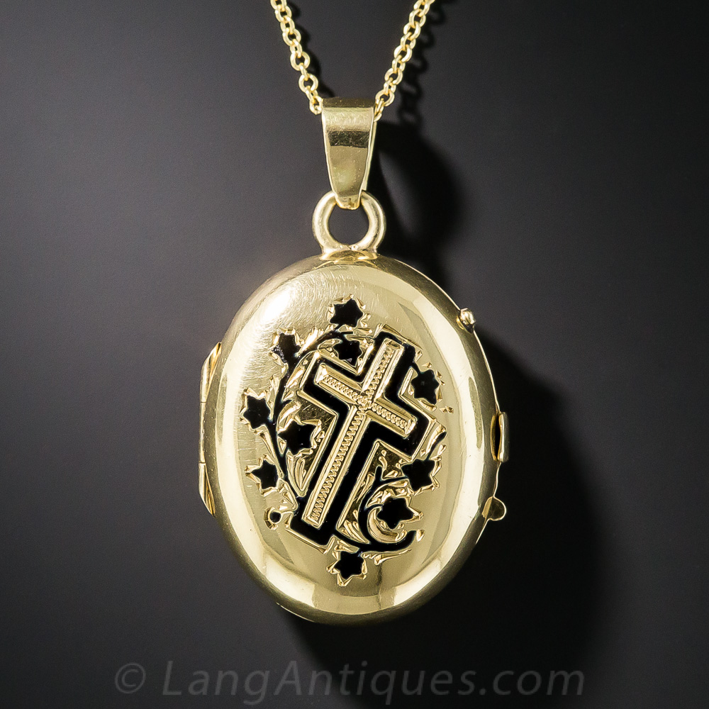 Victorian Black Enamel Mourning Locket