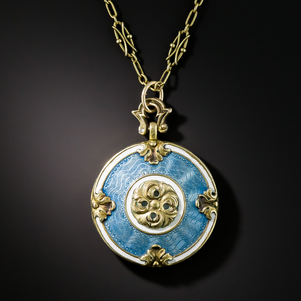 Victorian Blue and White Enamel Locket