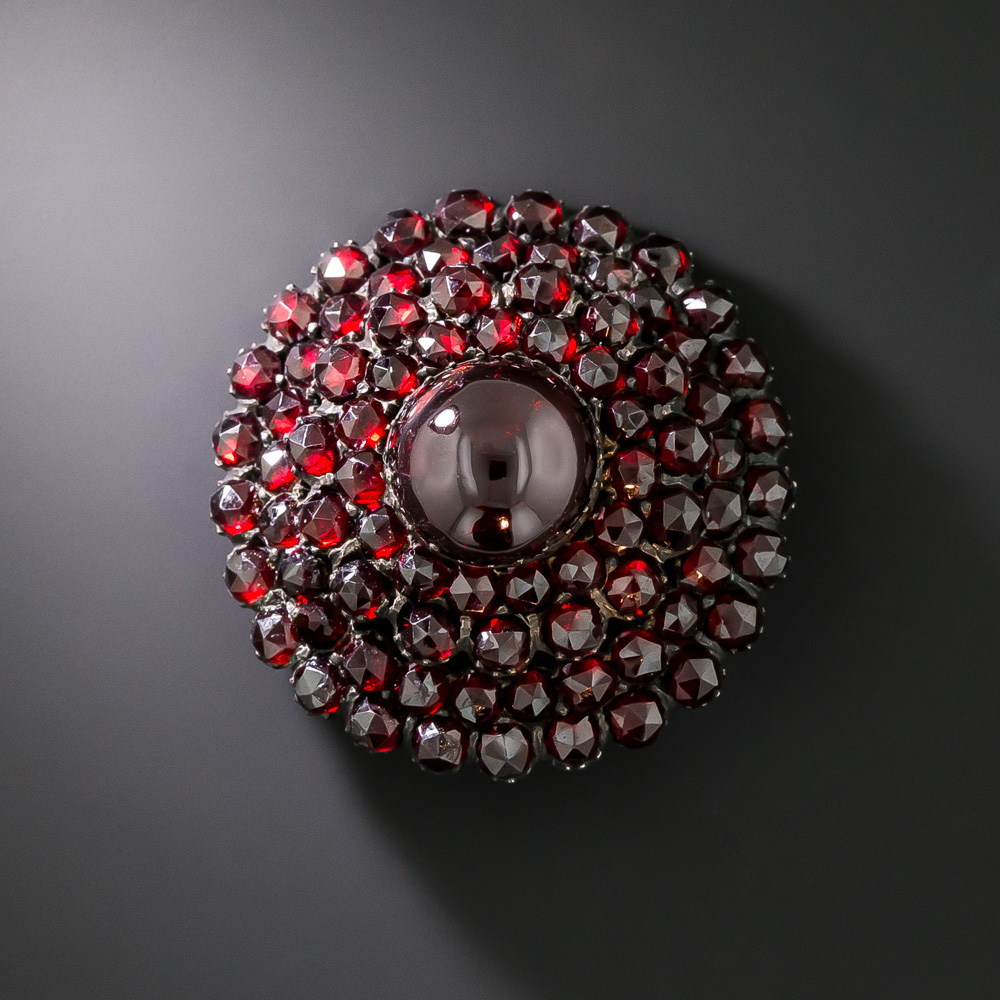 Victorian Bohemian Garnet Cluster Brooch