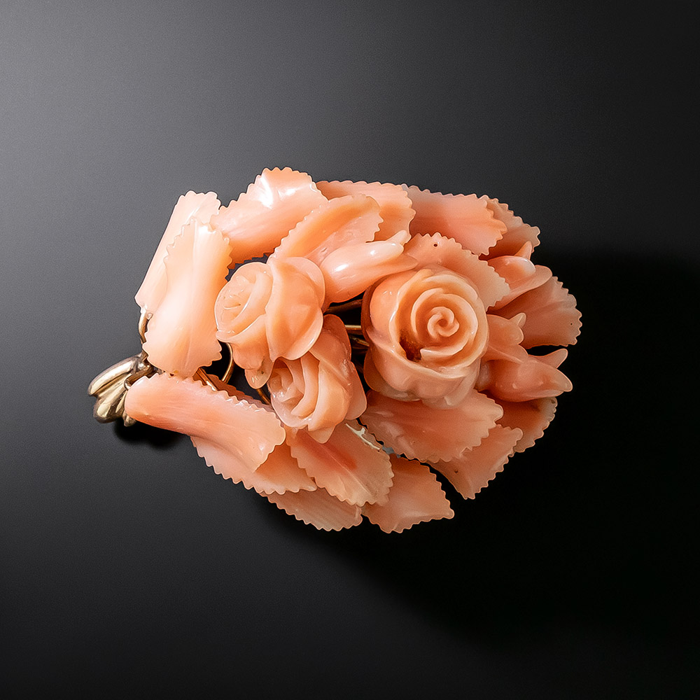 Victorian Carved Coral Cluster Brooch