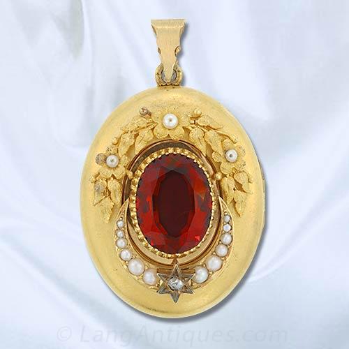 Victorian Citrine Locket Pendant