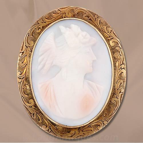 Victorian Conch Shell Cameo Pin