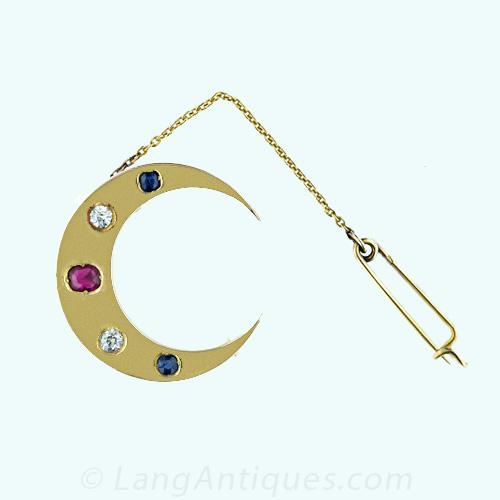 Victorian Crescent Moon Pin