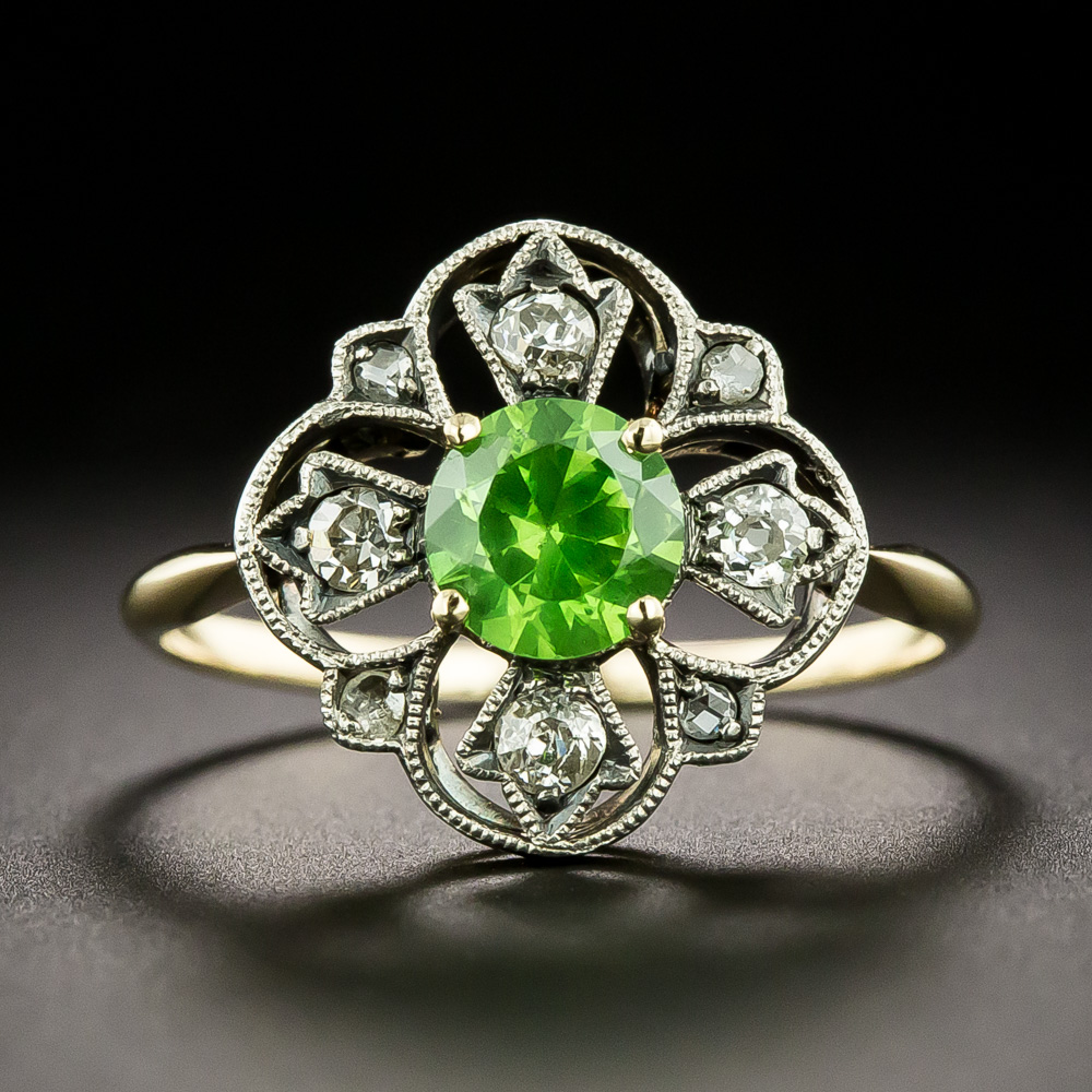 Victorian Demantoid Garnet and Diamond Ring