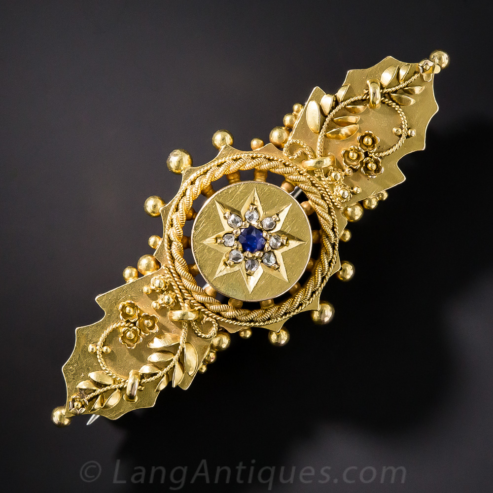 Victorian Diamond and Sapphire Star Pin