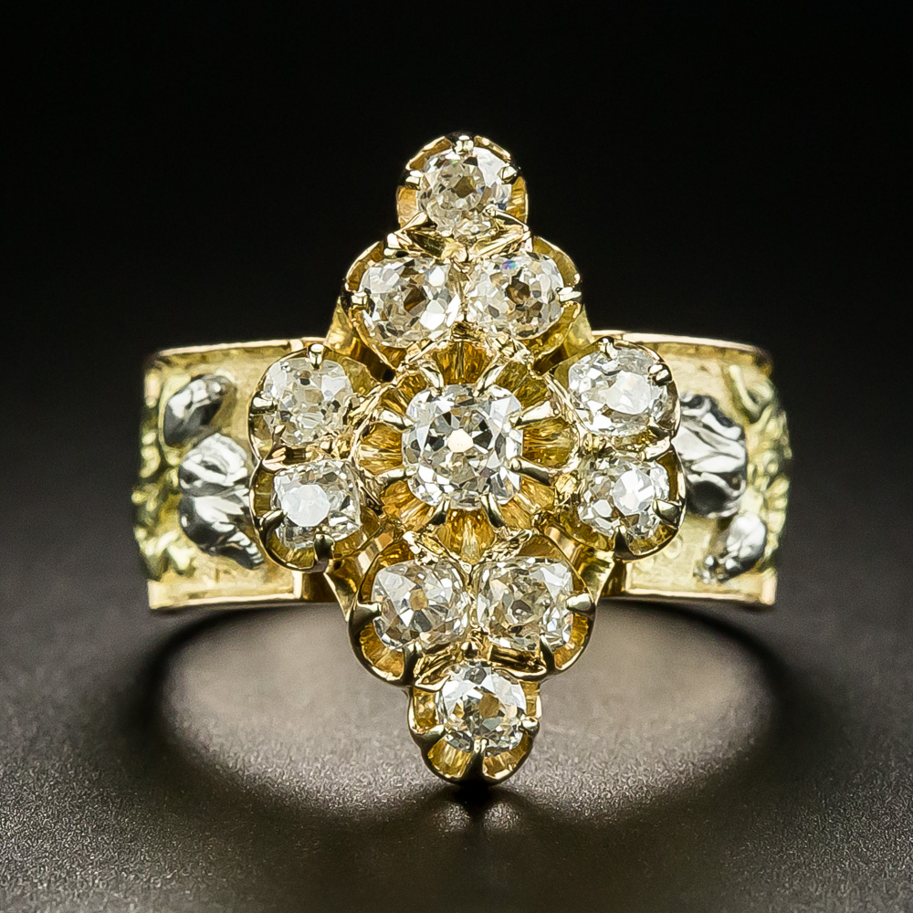 Victorian Diamond Cluster Dinner Ring - c. 1877