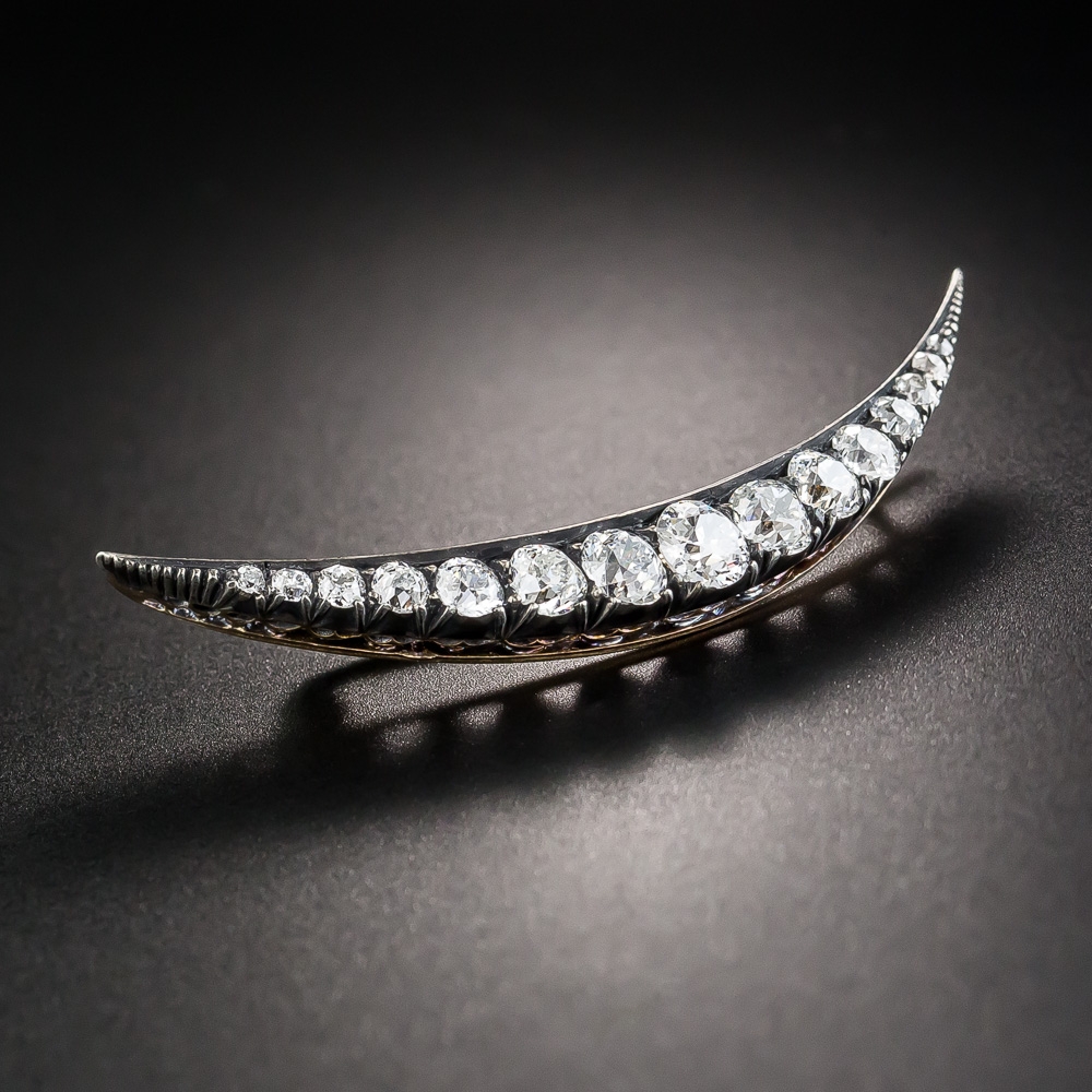 Victorian Diamond Crescent Pin
