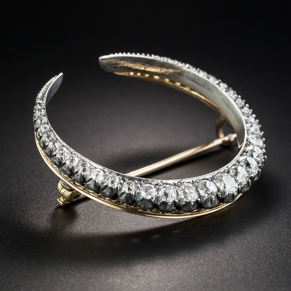 Victorian Diamond Crescent Pin