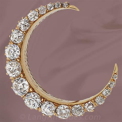 Victorian Diamond Crescent Pin