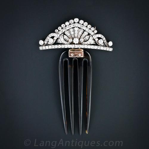 Victorian Diamond Hair Comb and Brooch Combination