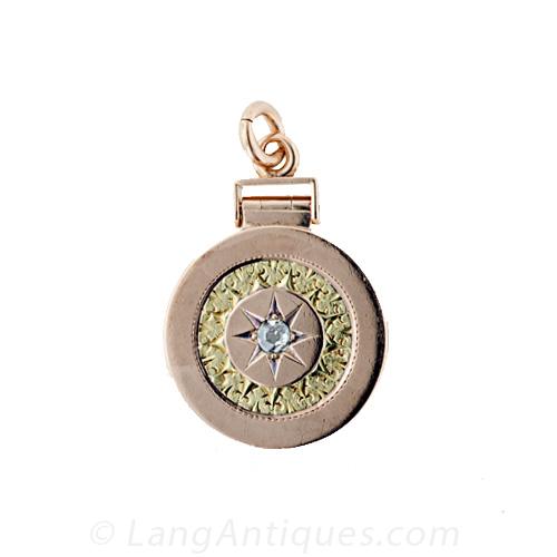 Victorian Diamond Locket with Multi-Color Gold