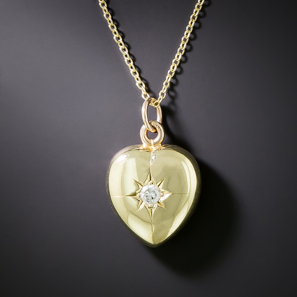 Victorian Diamond Puffed Heart Pendant