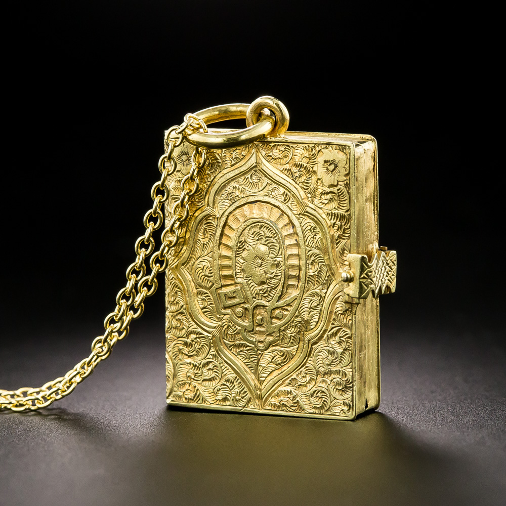 Victorian Engraved Book Locket Pendant